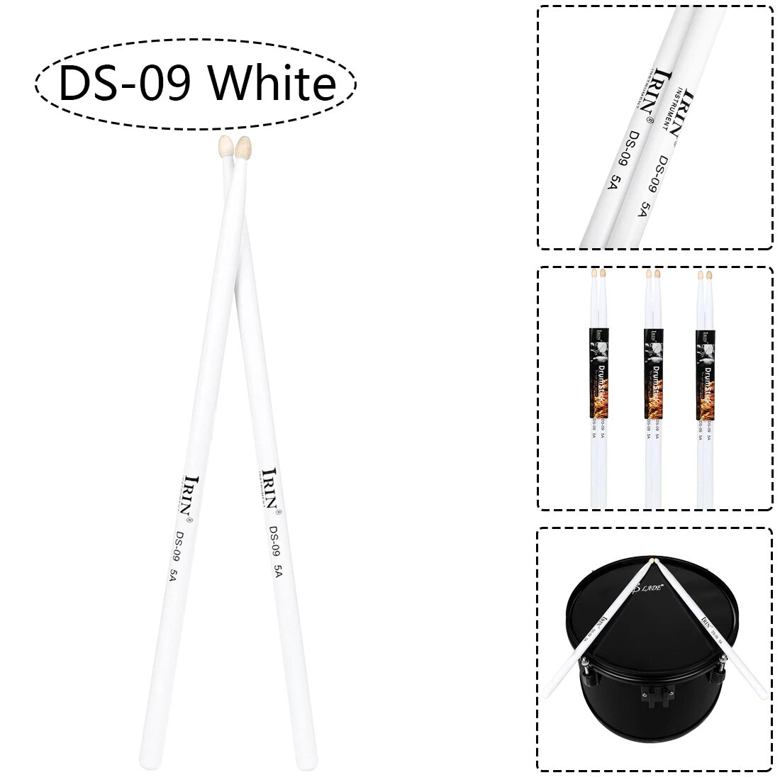 Барабанные палочки IRIN DS-09 White Белые 5A