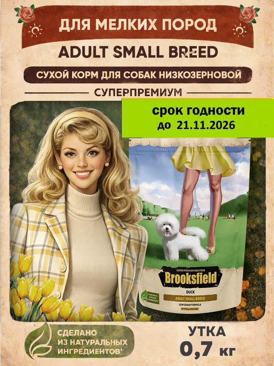 Корм для собак сухой для мелких пород BROOKSFIELD (Бруксфилд) Индейка и утка, 700 г