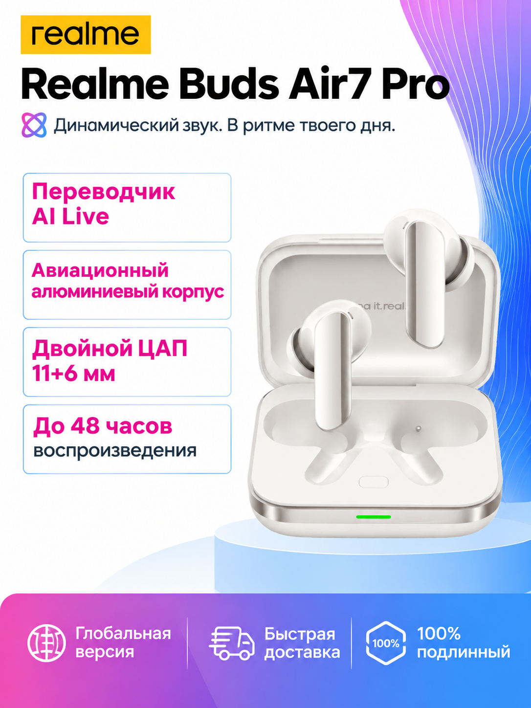 Realme Наушники беспроводные с микрофоном realme Buds Air 7 Pro