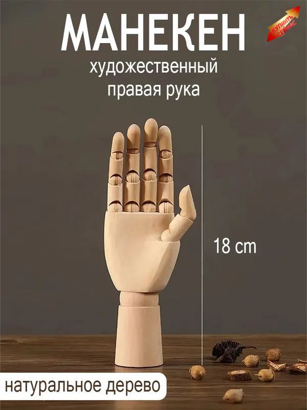 Правая деревянная рука манекен художественный 18 см, декор для дома