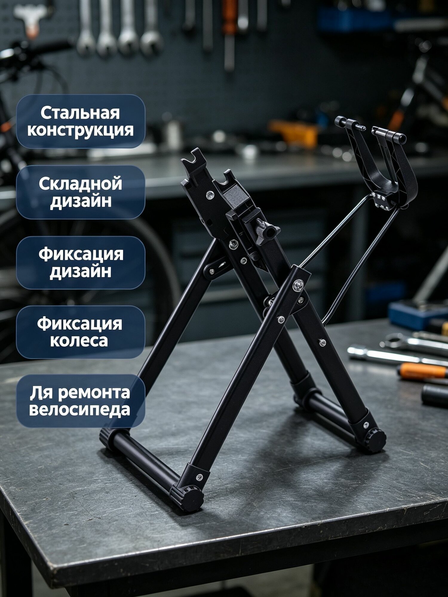 Стенд для правки колёс велосипеда, складной, стальной, горного и ремонта