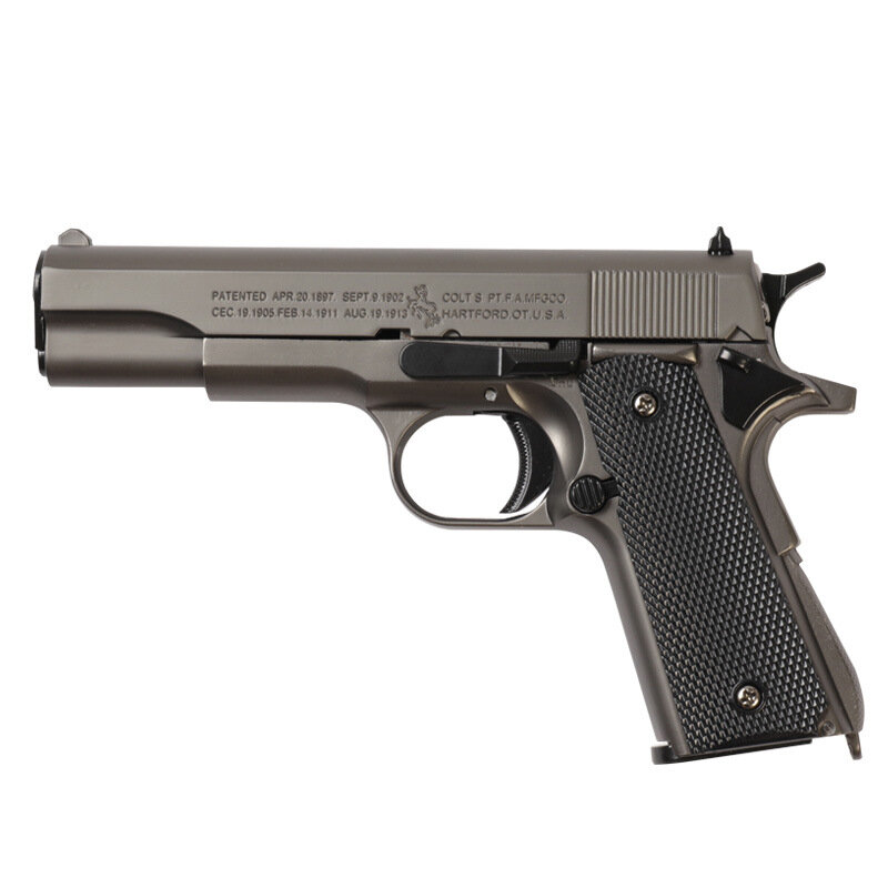 Металлическая модель пистолета М1911 Колт в масштабе 1:2.05, нерабочая, серая, вакуумная упаковка