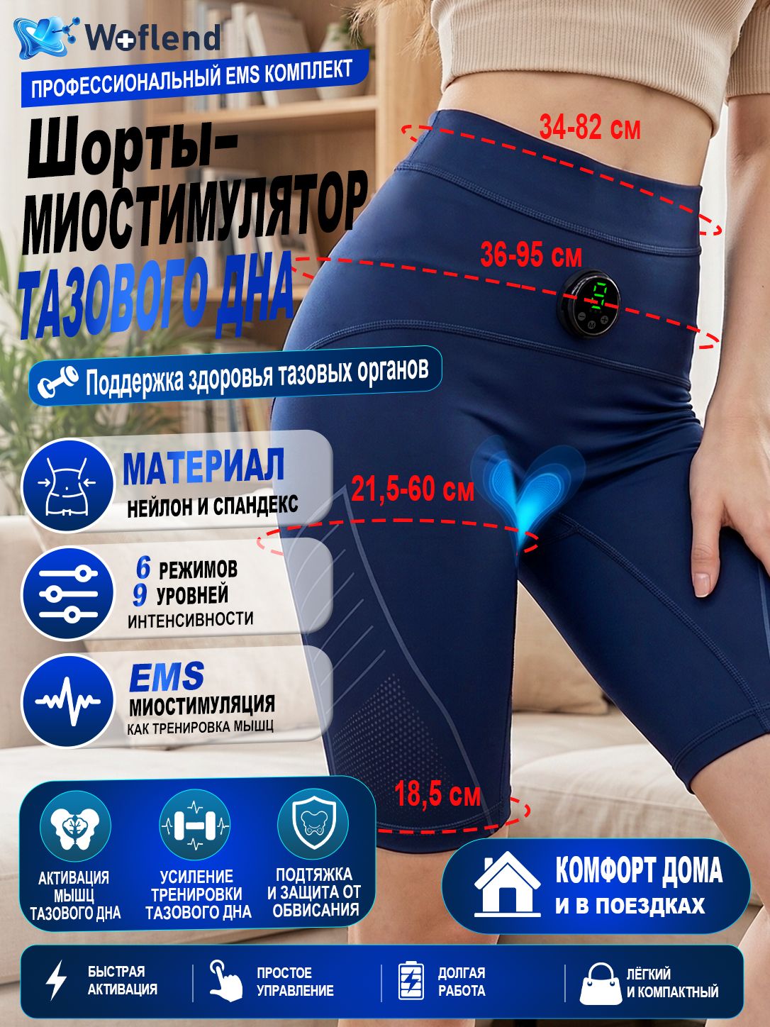 Шорты-миостимулятор для тазового дна Woflend LD-L3, EMS-стимуляция, укрепление мышц, восстановление после родов, тренажер кегеля для женщин