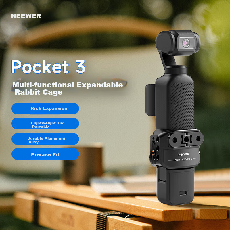 NEEWER DJI Pocket 3 Расширительный рамка крепления кроличьей клетки с быстрым съемом для экшн-камеры Цвет：Кроличья