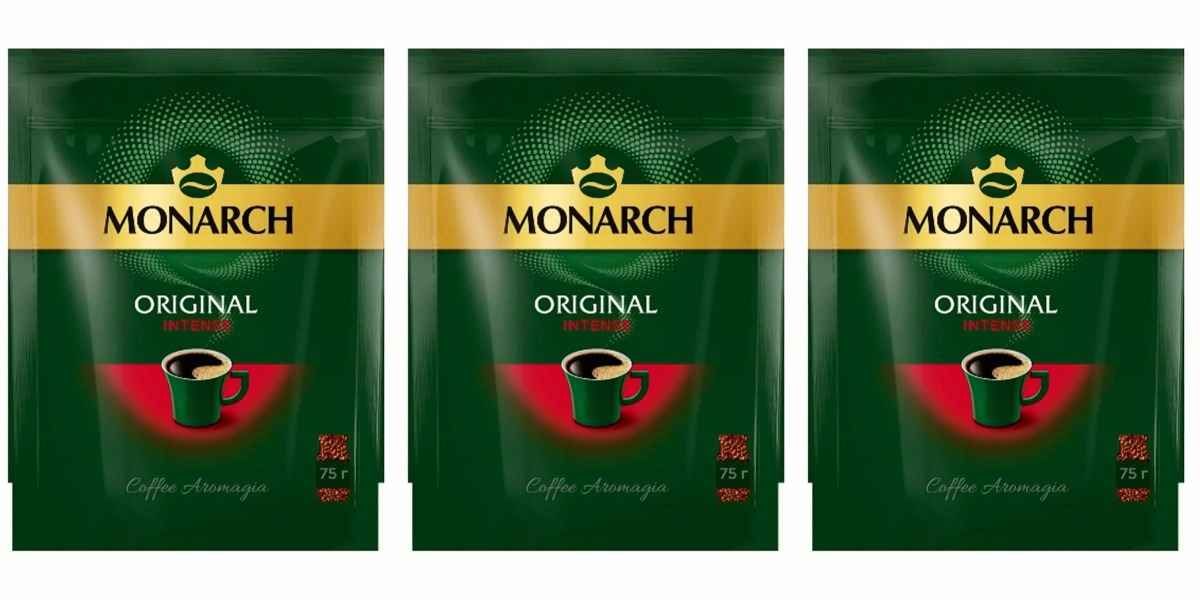 Монарх Кофе растворимый Original Intense 75 г, 3 уп