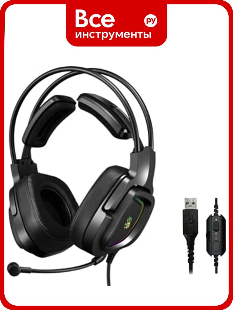 Наушники с микрофоном A4TECH Bloody G575P черный 2м мониторные (G575P 4PIN+USB/BLACK) 1611397