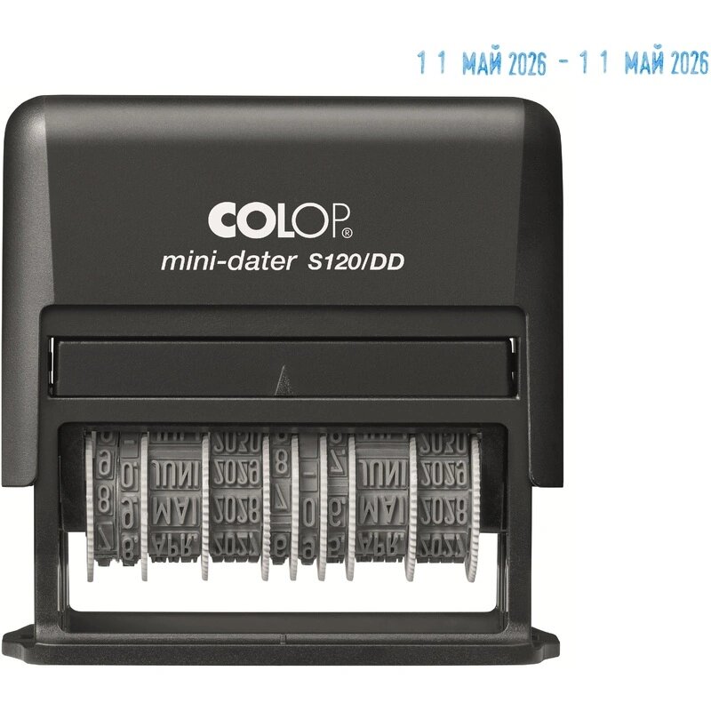 Датер автоматический Colop Мини S120/DD N шрифт 3,8мм с 2-мя датами буквами