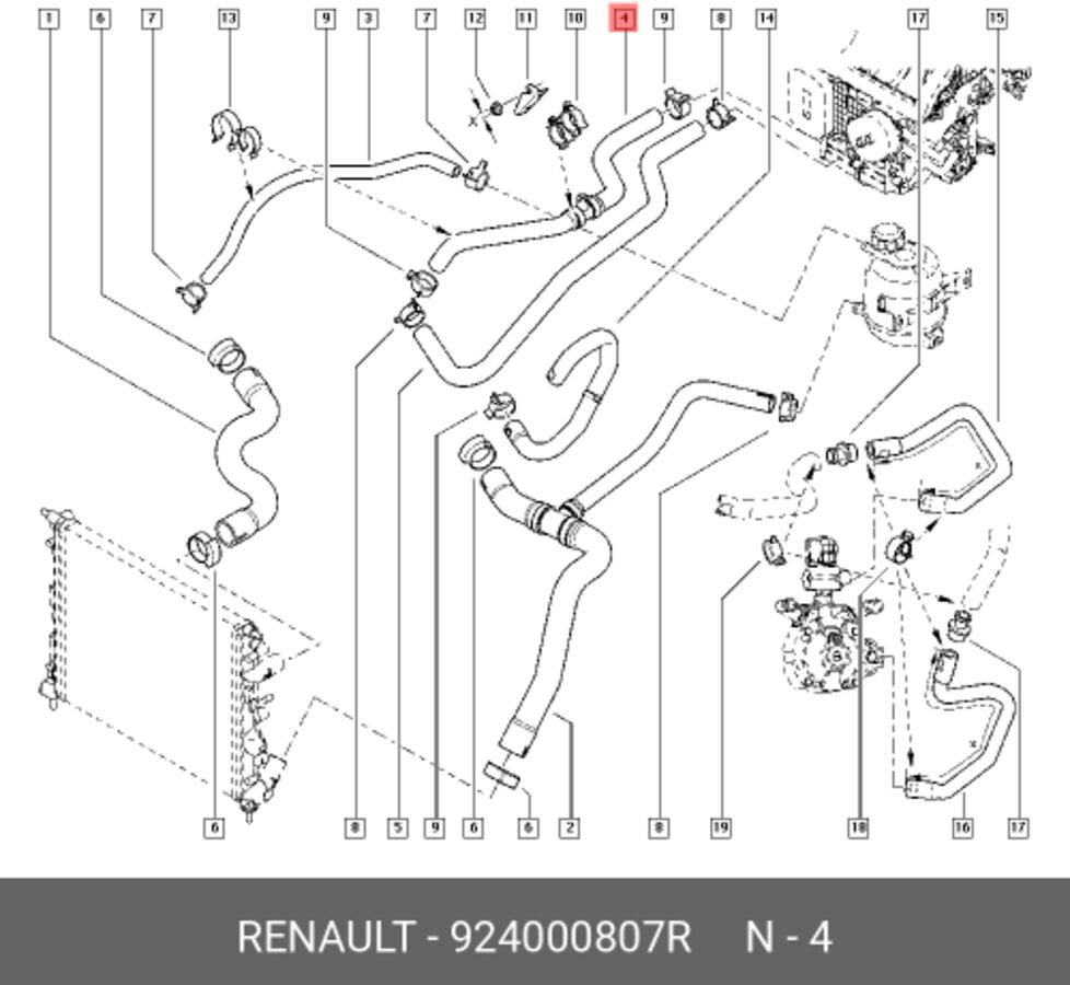 Патрубок Отопителя Org (RENAULT 924000807R)