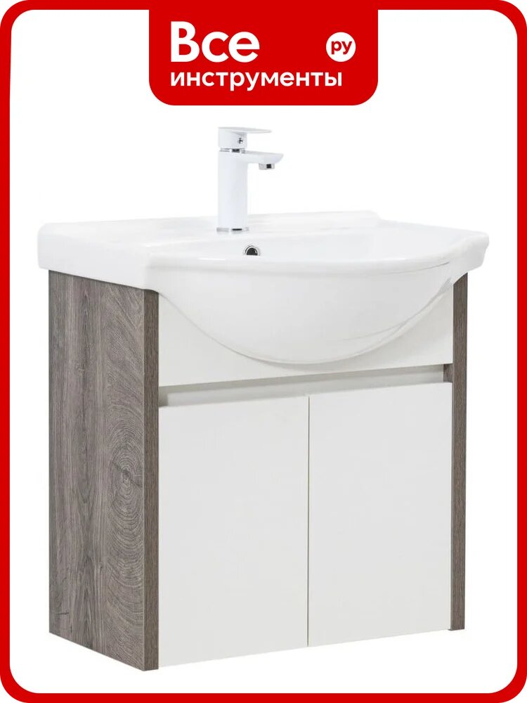 Тумба Aquanet Сидней 60 цв. дуб рошелье/белый (раковина Shenxin) (345122) 00345122