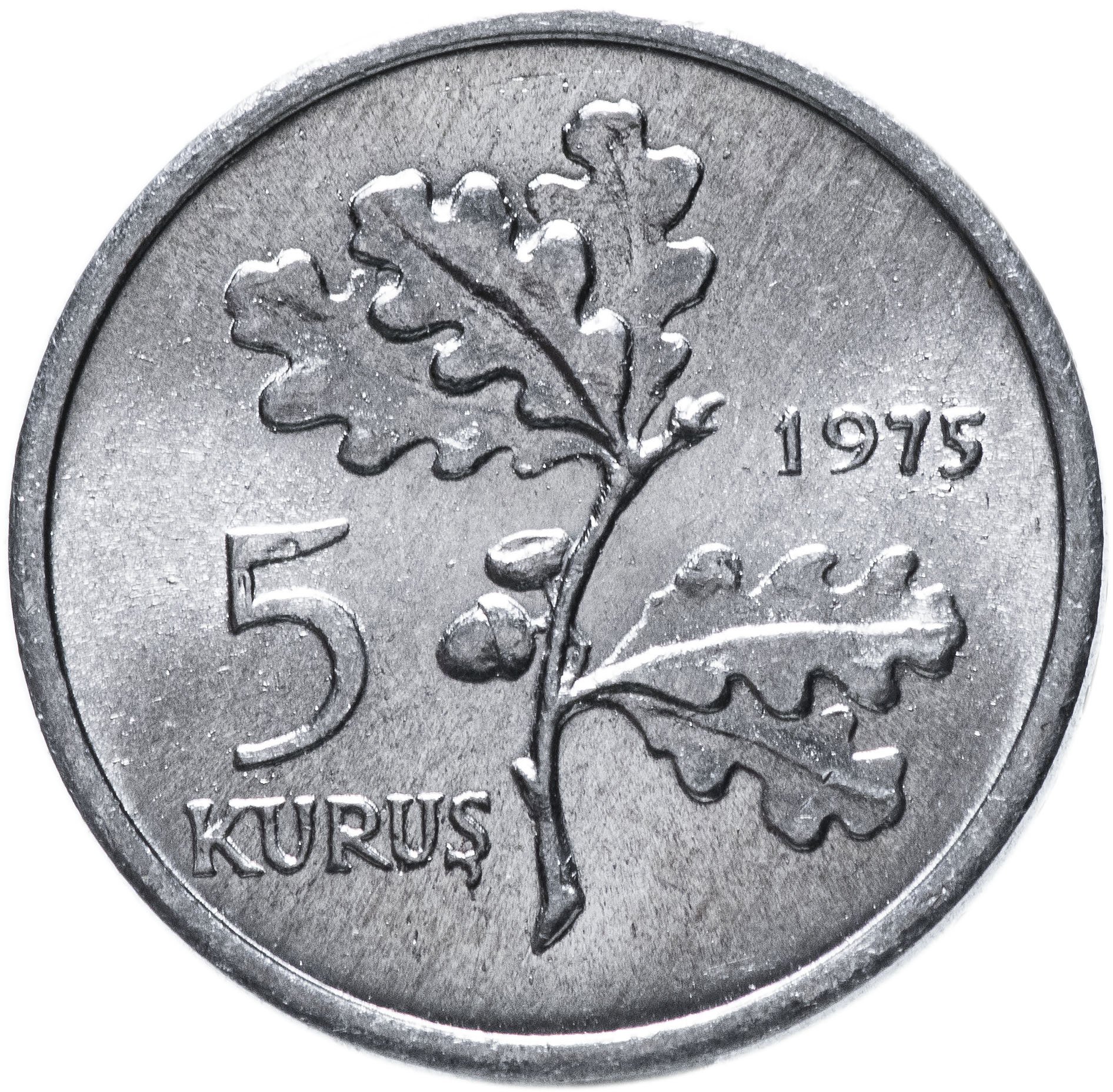 Турция 5 курушей 1975 FAO, Невеста, Алюминий, в сохранности AU-UNC