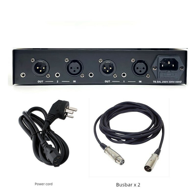 48V Фантомное питание для конденсаторного микрофона 2 входа 2 выхода, 2 кабеля XLR