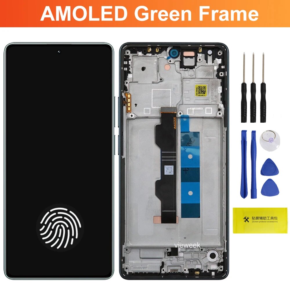 AMOLED-экран для Xiaomi Redmi Note 13 Pro 4G 23117RA68G 2312FPCA6G ЖК-дисплей с AMOLED Green Frame