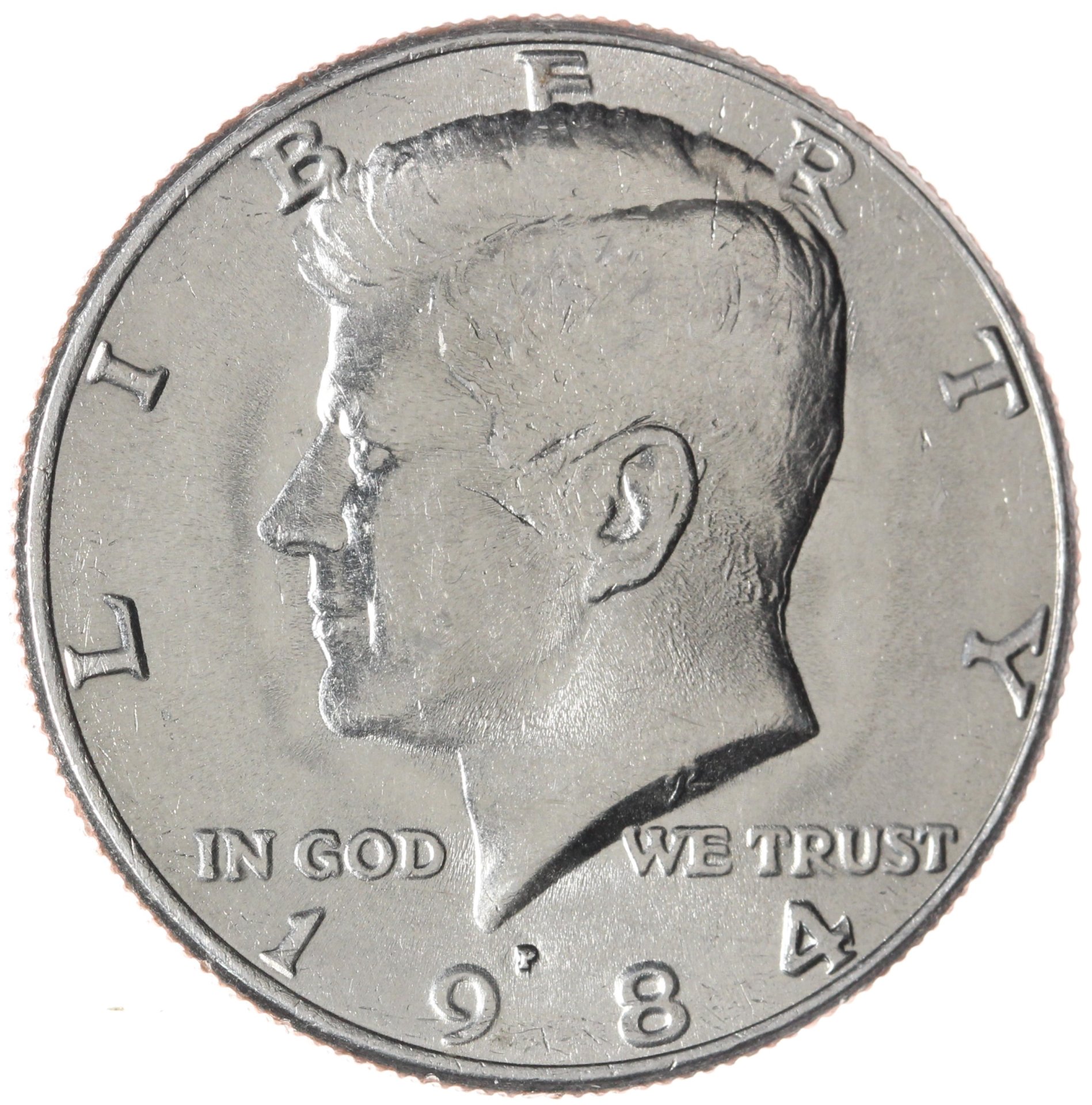 США 50 центов 1/2 доллара, half dollar 1984 P Kennedy Half Dollar Кеннеди знак монетного двора "P" - Филадельфия, Медь, в сохранности XF-AU