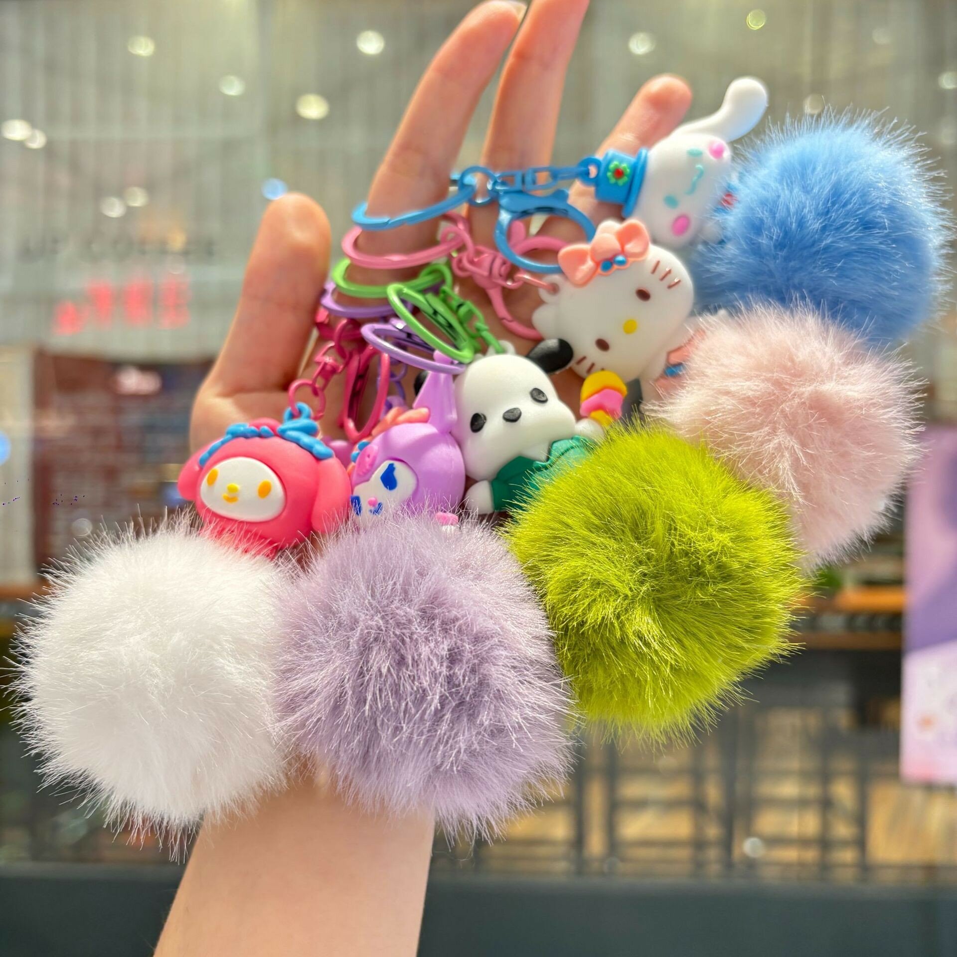 5 шт брелок Sanrio ПВХ, милый брелок на сумку Куроми, мультяшный брелок-застежка Пом Пом Sanrio 2