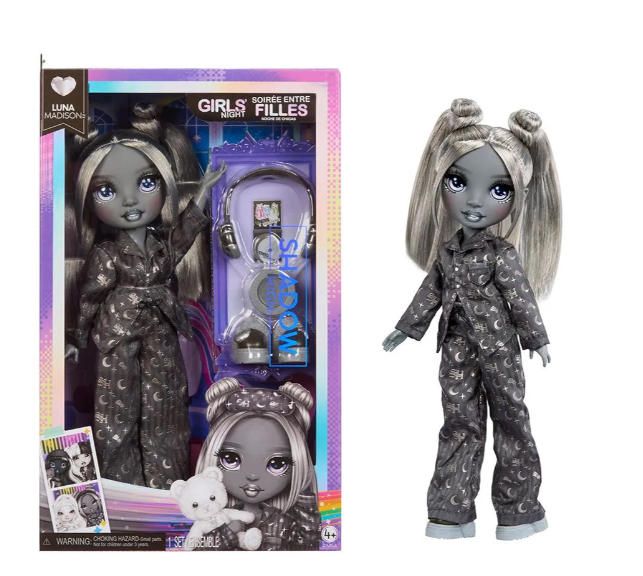 Shadow High Girls' Night Luna Madison Fashion Doll / кукла в модном наряде длиной 23 см, серебристо-серые длинные волосы, собранные в двойной хвост, подвижные суставы
