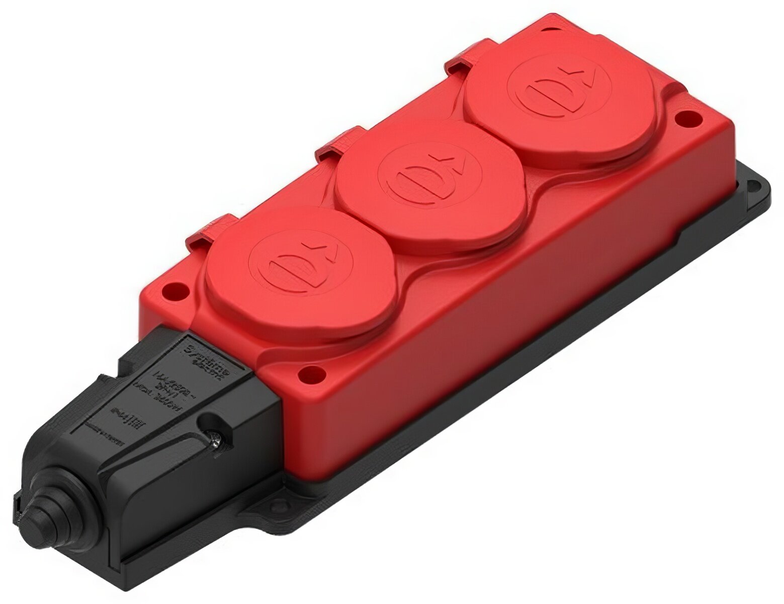 MultiSet Колодка 3х розетка 2К+З каучуковая 16А/250В IP44 Красная