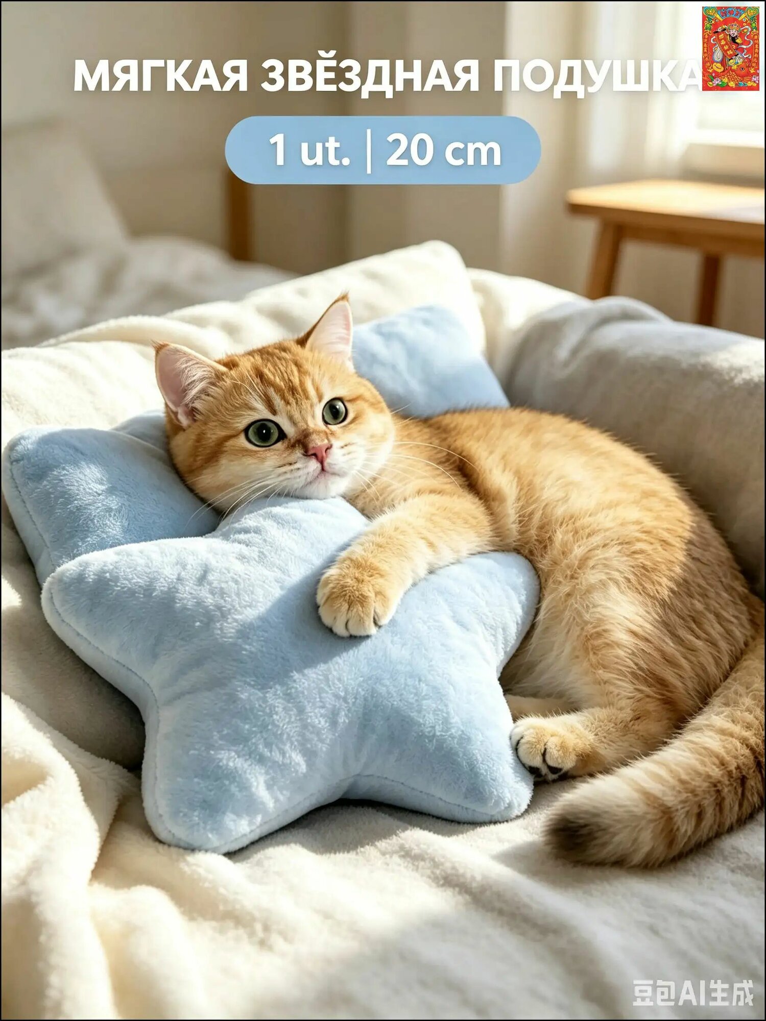 Подушка-игрушка 20x20 см 1 шт