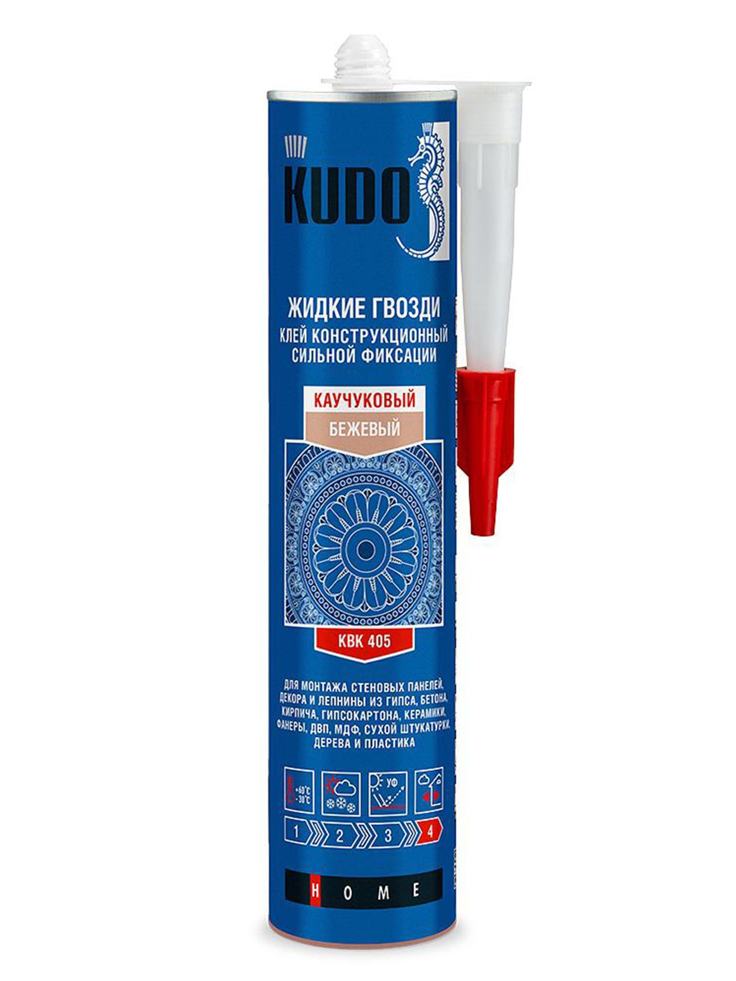 Клей сильной фиксации KUDO на каучуковой основе универсальный конструкционный 310 мл. арт. KBK-405