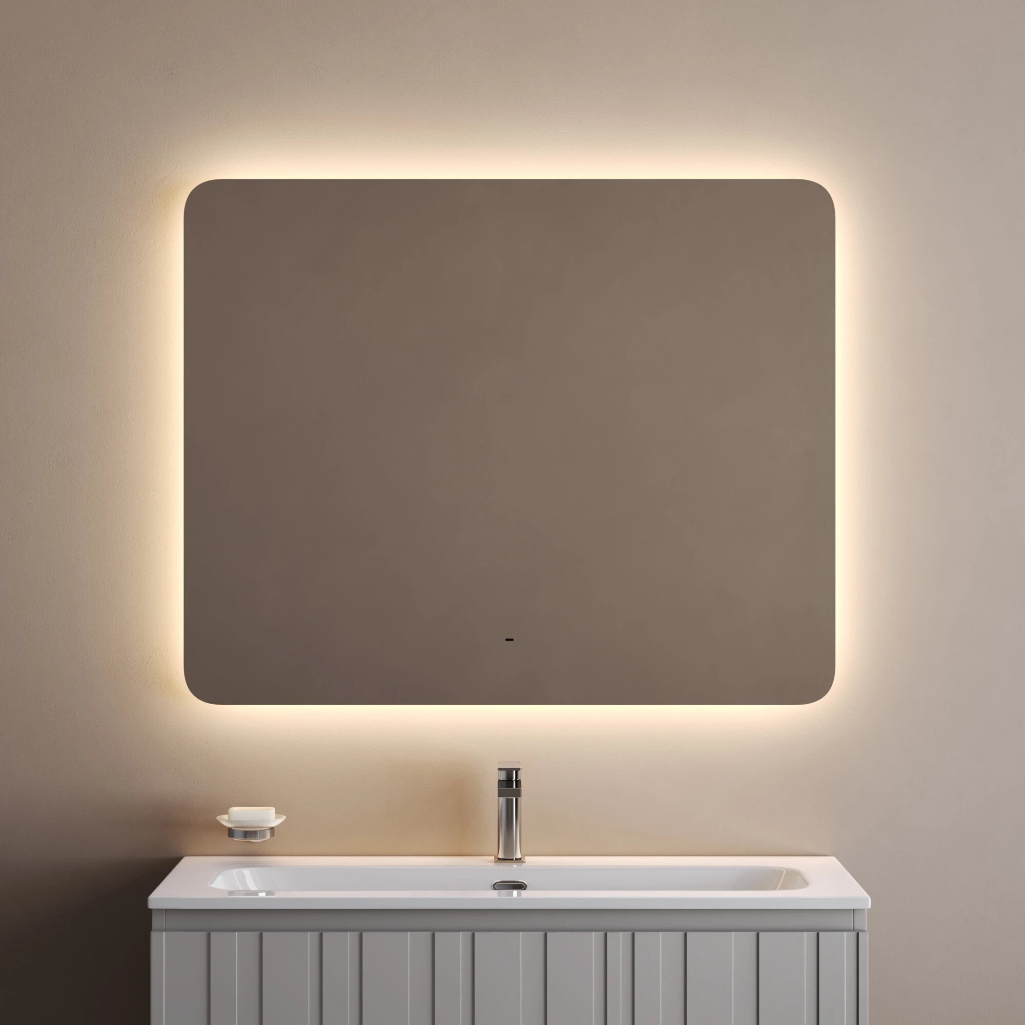 Зеркало для ванной Sancos Луч 2.0 (Ray 2.0), RA2.1000, 100×80 см, LED-подсветка, 3 температуры света