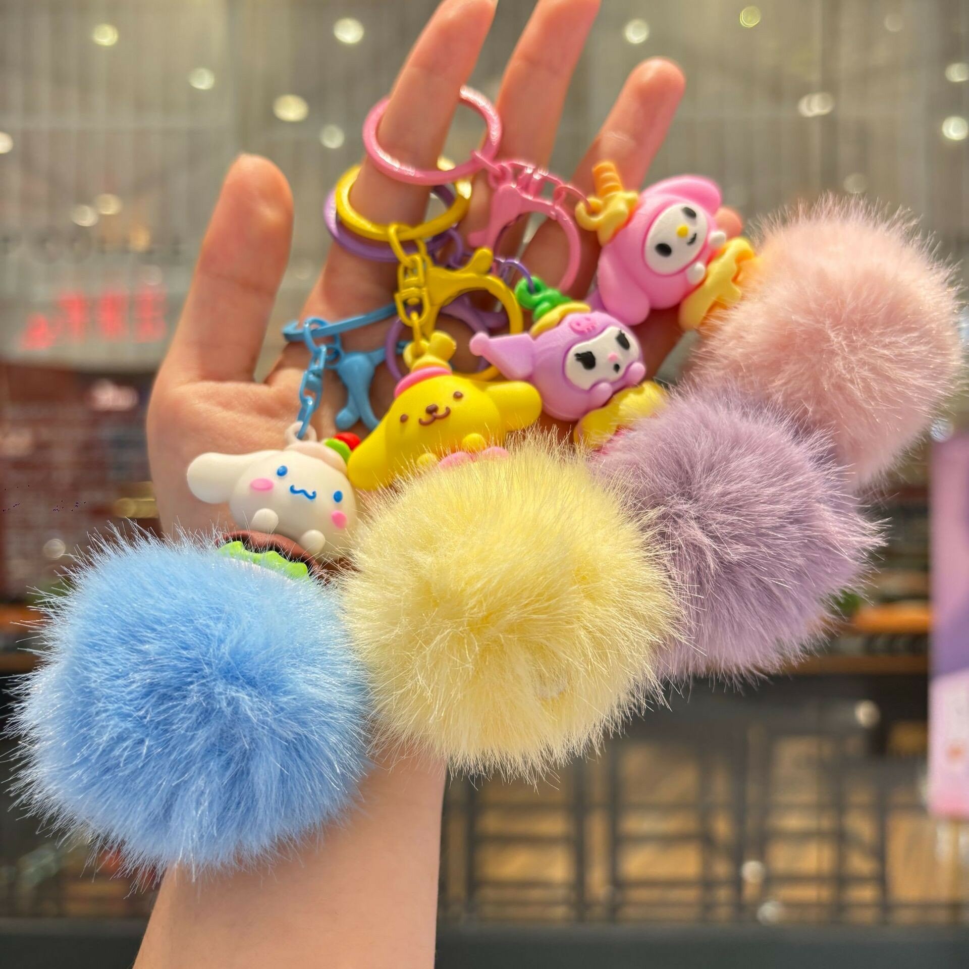 5 шт брелок Sanrio ПВХ, милый брелок на сумку Куроми, мультяшный брелок-застежка Пом Пом Sanrio 3