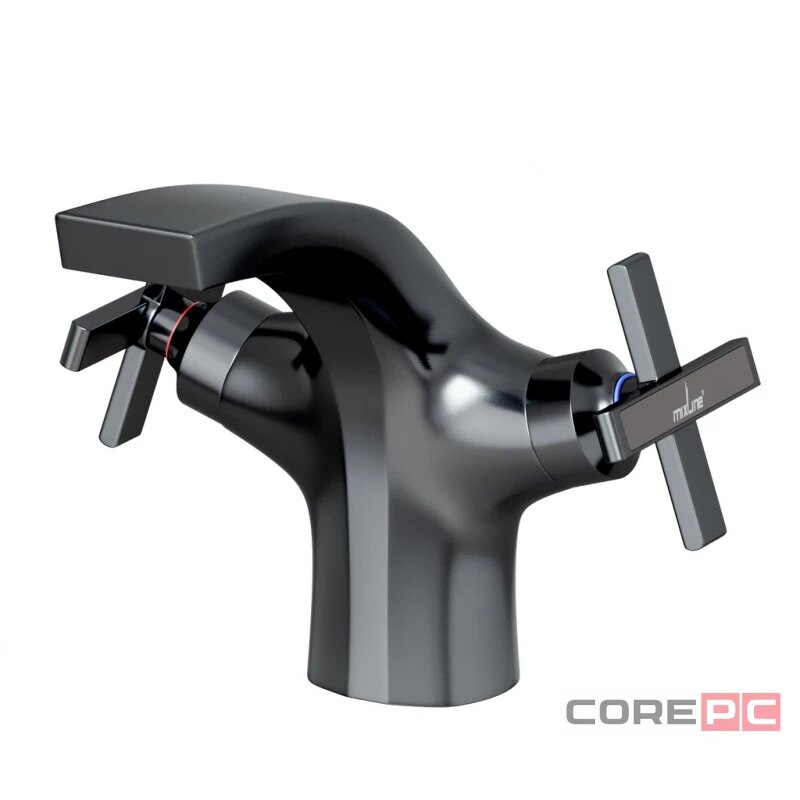 Смеситель для раковины MIXLINE МЛ38-04/ML38-04, вентильное управление, цвет графит