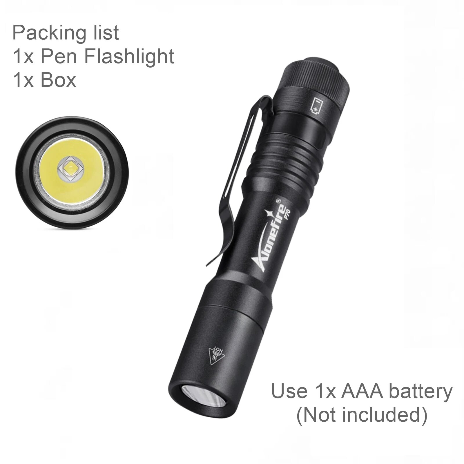 Alonefire P70 Черный Портативный Фонарик 3Вт