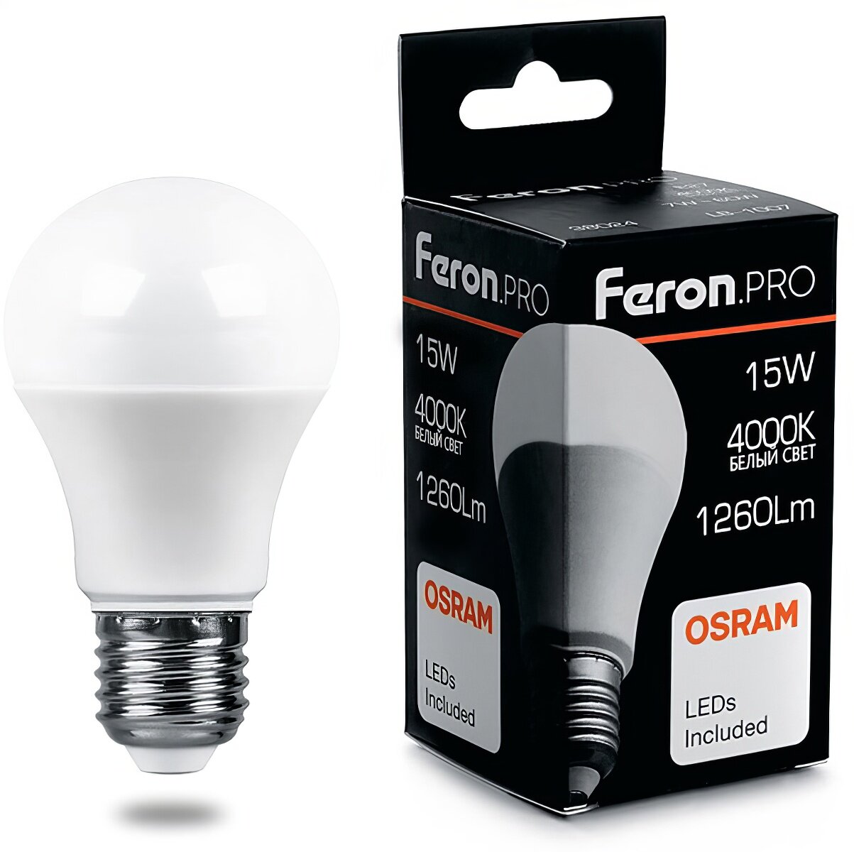 Лампа светодиодная LED 15вт Е27 белый . PRO