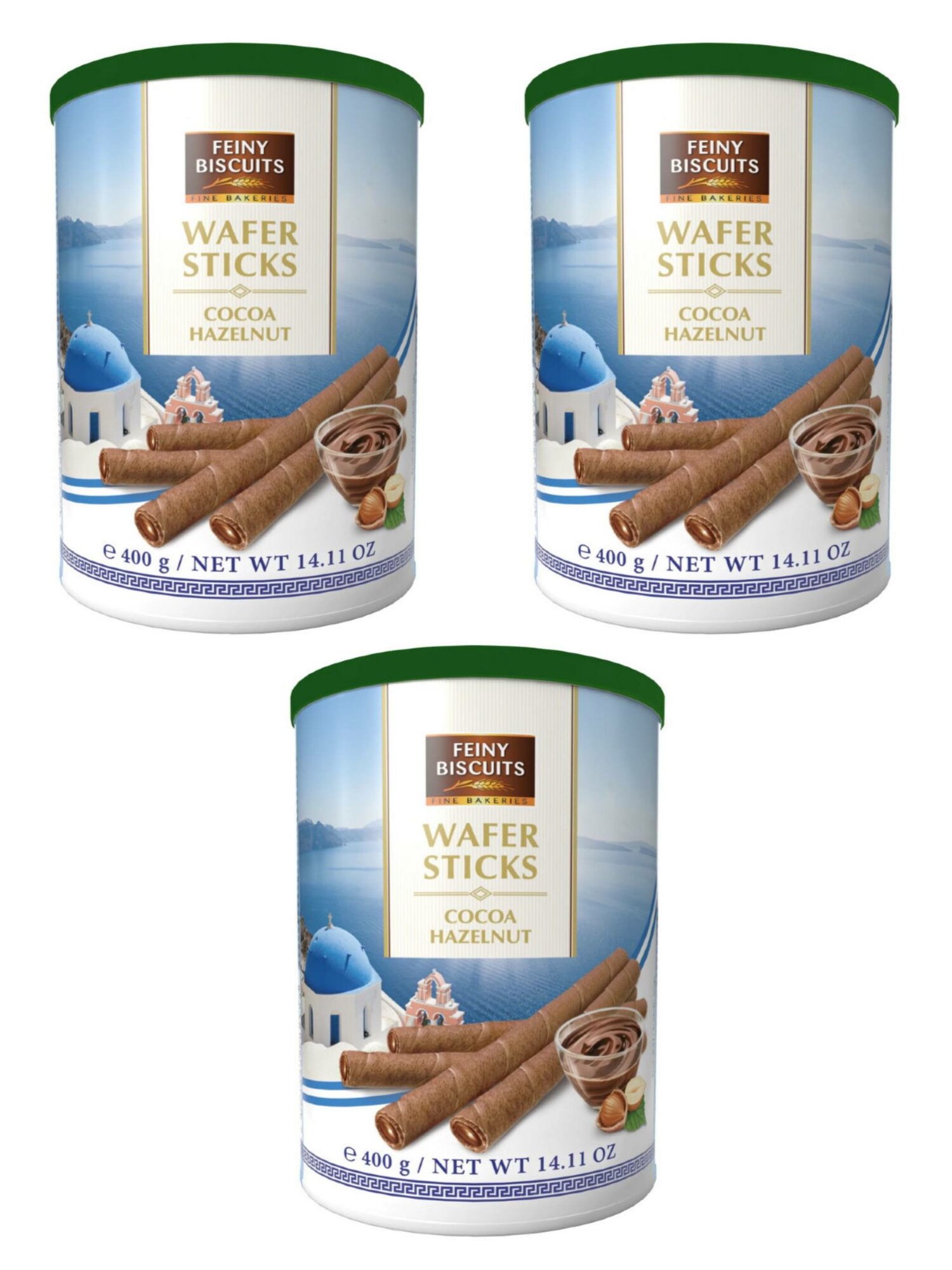 Вафельные трубочки с ореховым кремом Feiny Biscuits, 3шт по 400г