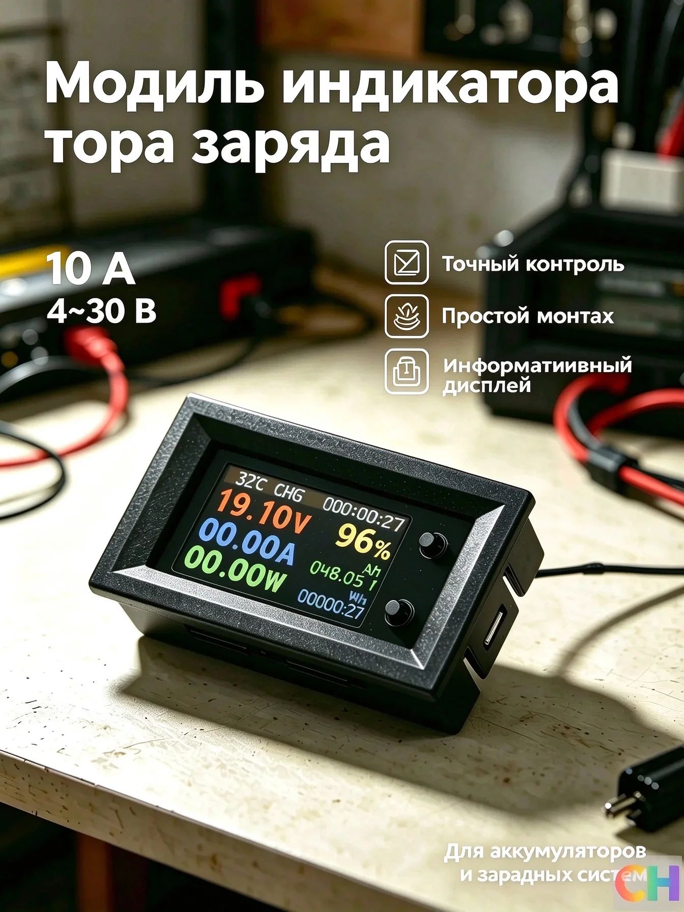 (H V Q D) DC7200 4-30V 10A Цифровой Вольтметр Энергии Амперметр Напряжение 9 In1