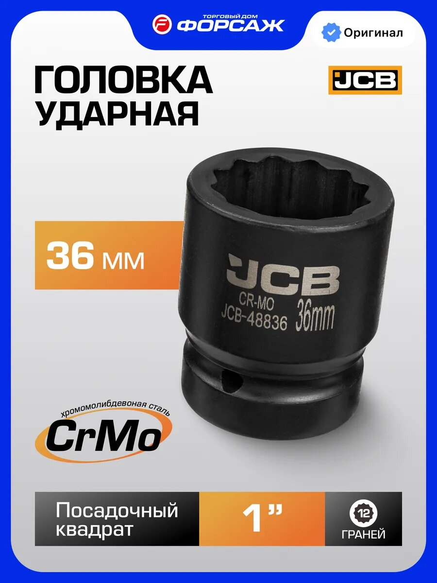 Головка ударная 12-гранная 36 мм, 1"