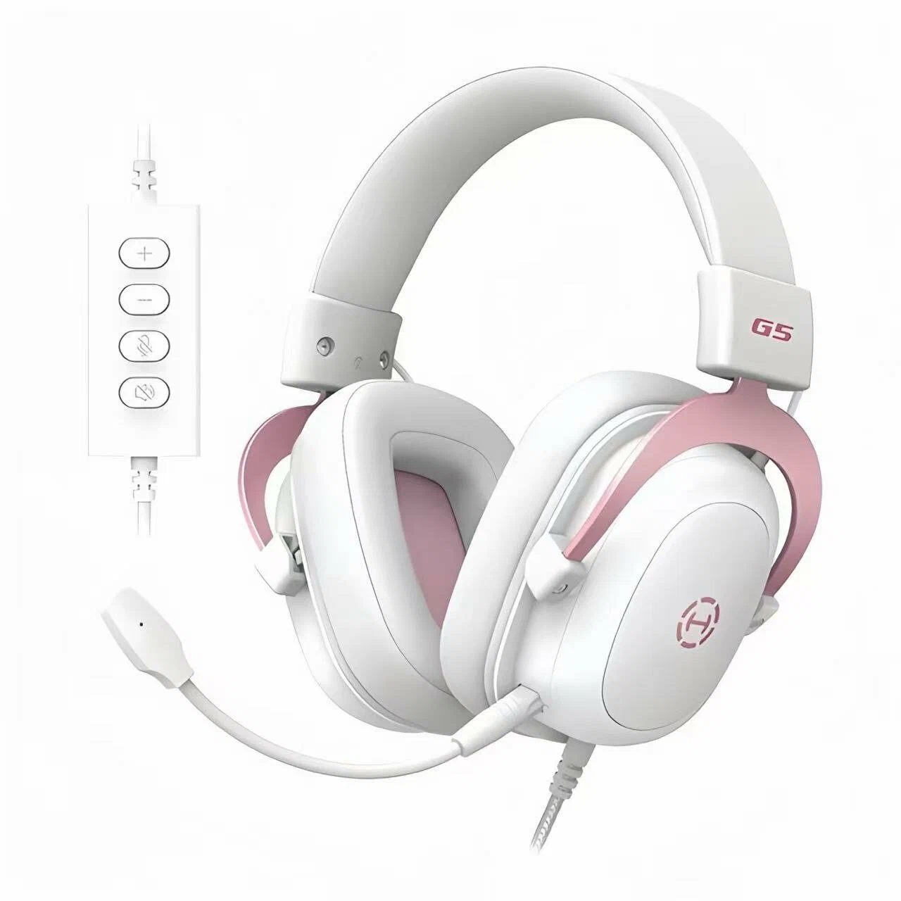 Наушники HECATE Edifier G5, игровые накладные, с микрофоном, USB, 7.1, для ПК, розовый