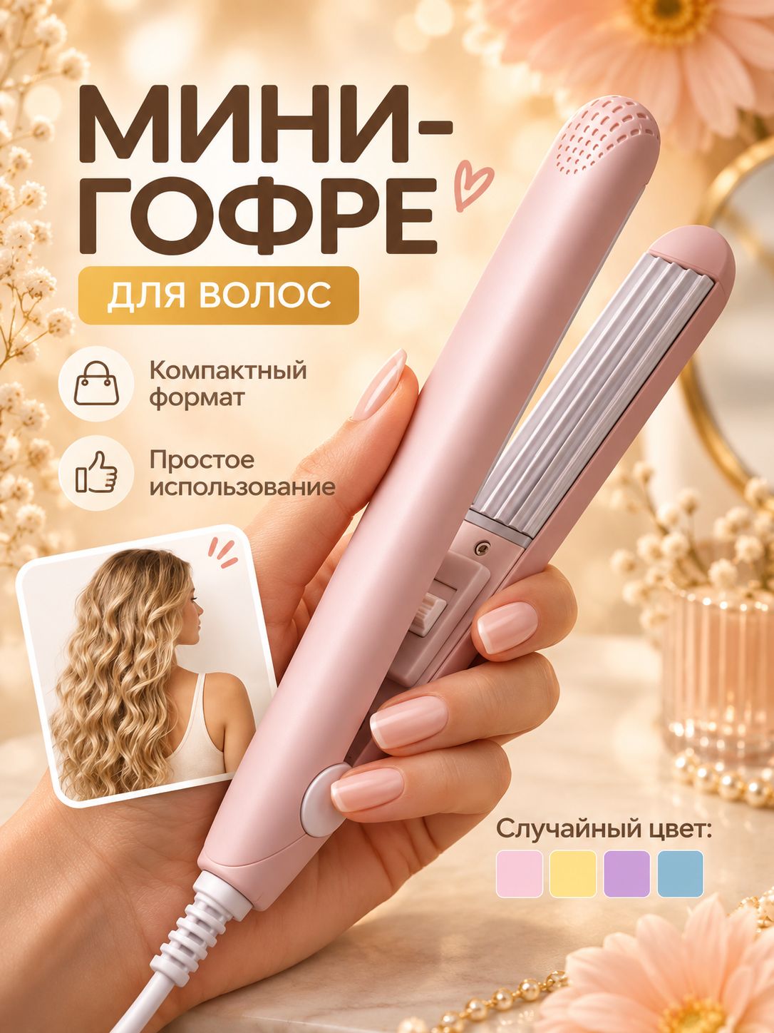 Выпрямитель для волос мини, Мини плойка для волос / щипцы гофре / дорожные