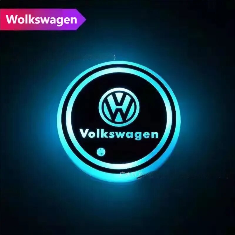 Для VW Volkswagen Tiguan Polo Golf Passat Touareg Teramont T-Roc Atlas Caddy Sharan R Line RLine Светящаяся подставка для напитков с RGB подсветкой, водонепроницаемая