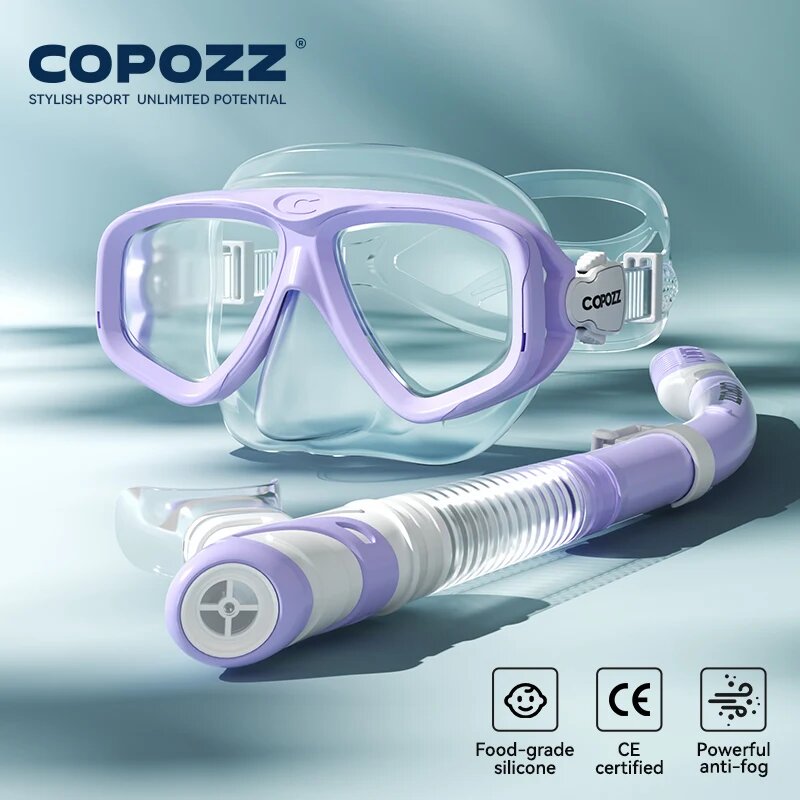 Маска для дайвинга COPOZZ 4911+4920 Clear purple set