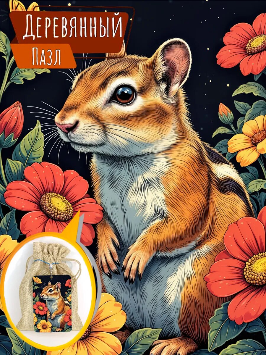Деревянные пазлы бурундук