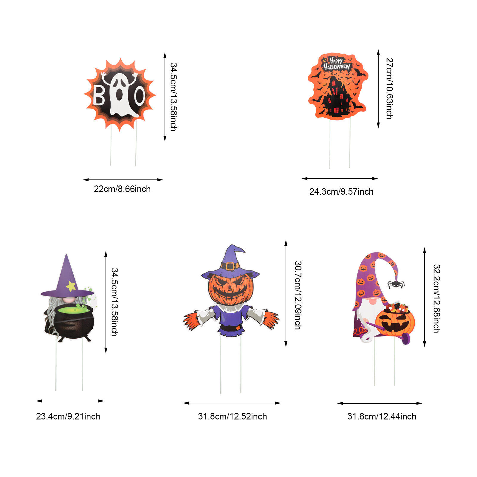 5 Штук Ужасающие Вставки Для Halloween Оригинальной Формы Для Сада Размер 32X31.5Cm