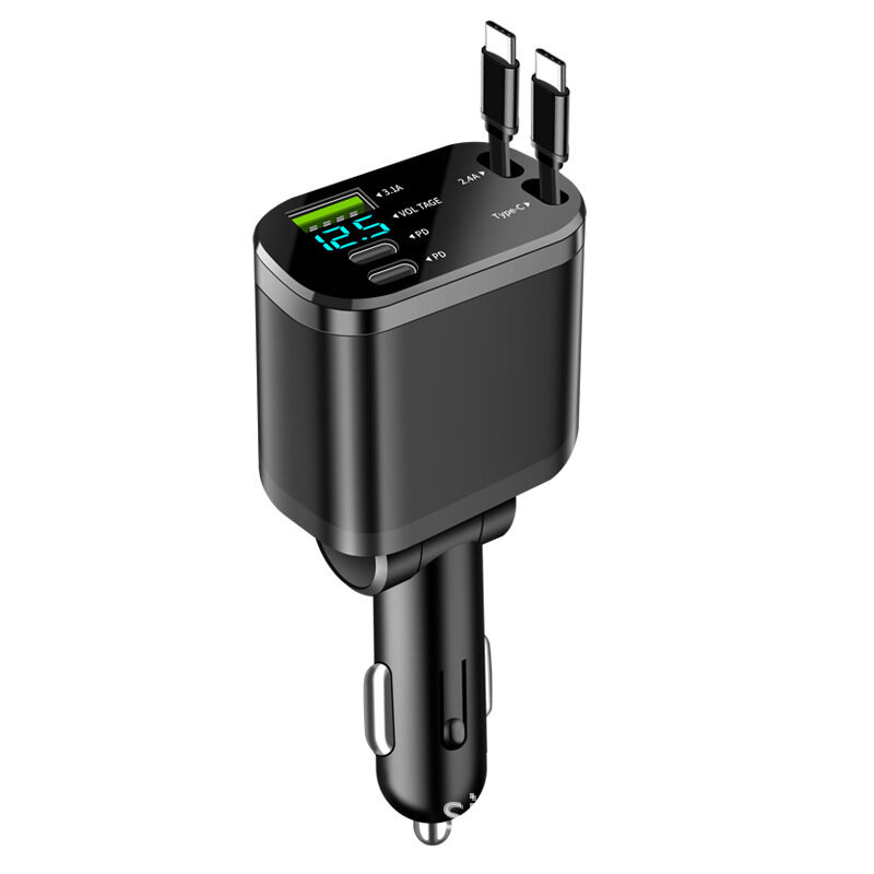 Автомобильное зарядное M4, 3-склад. кабель 2xType-C, PD 30W, с коробкой