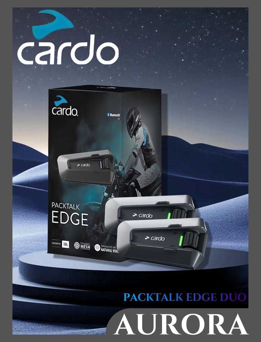 Мотоциклетная система Bluetooth-связи Cardo PACKTALK EDGE DUO - Гарнитура для внутренней связи - Два комплекта, Черный