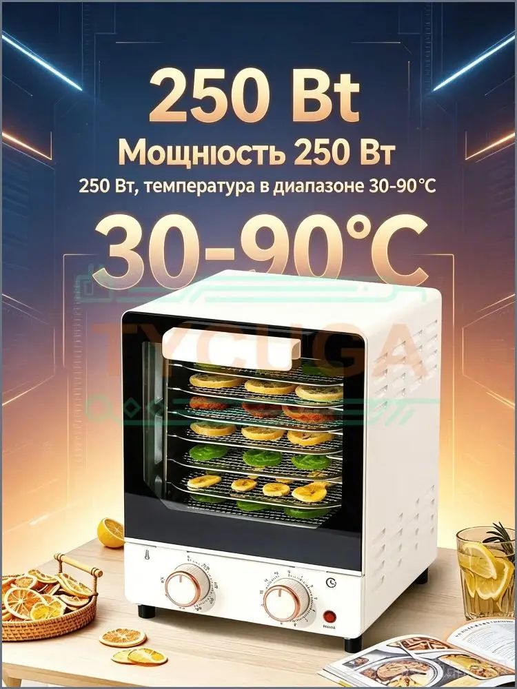 8-слойный дегидратор для пищевых продуктов, мощность 250 Вт, таймер от 1 до 24 часов, для перекусов из фруктов и мяса