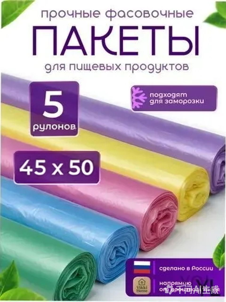 Пакеты фасовочные 47x50x0,12 см, 100 шт, 12 мкм