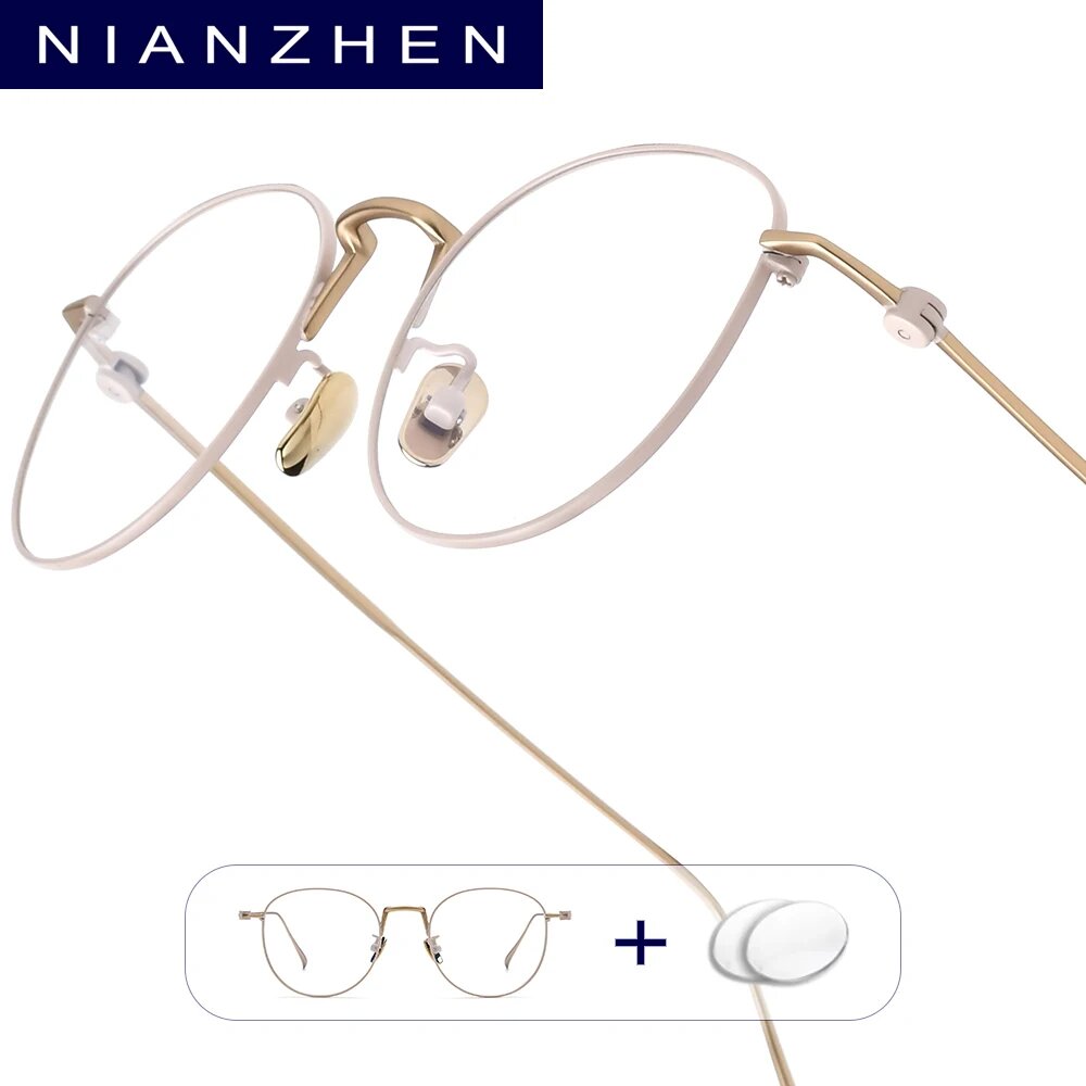 FONEX Очки progressive titanium для женщин White Gold, 1.67, Белый, Прогрессивный, Анти-синий луч