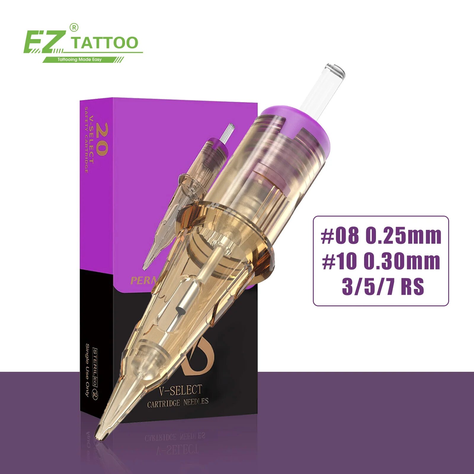 Иглы для тату EZ VS 0.25mm VC-P0803RS 5RS 20шт
