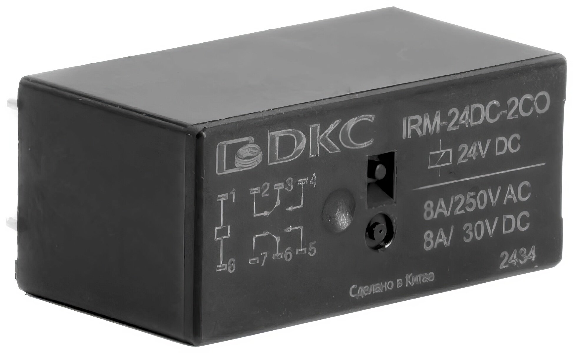 Реле миниатюрное низкопрофильное, 2CO, ком. ток 8А, AgSnO2, напряжение 12V DC