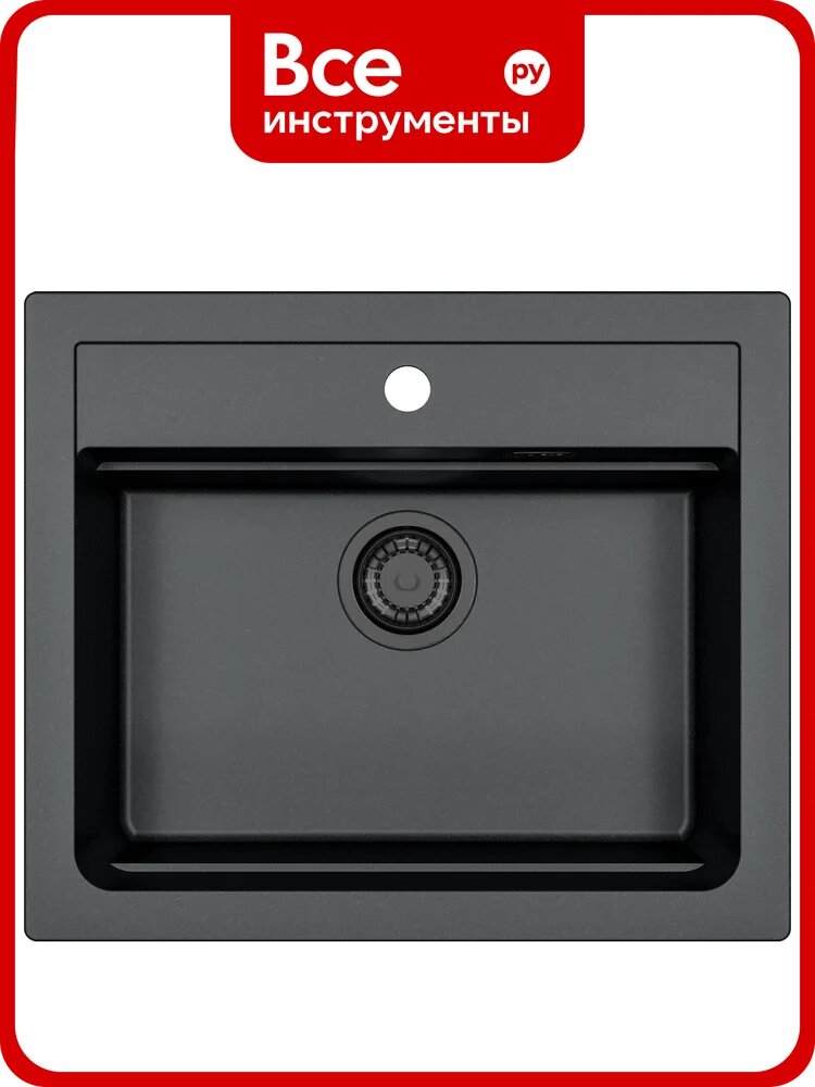 Мойка для кухни ALVEUS GRANITAL ATROX 30 CARBON - G91 1X 590x500 мм, в комплекте с сифоном BLACK EDITION 1148162