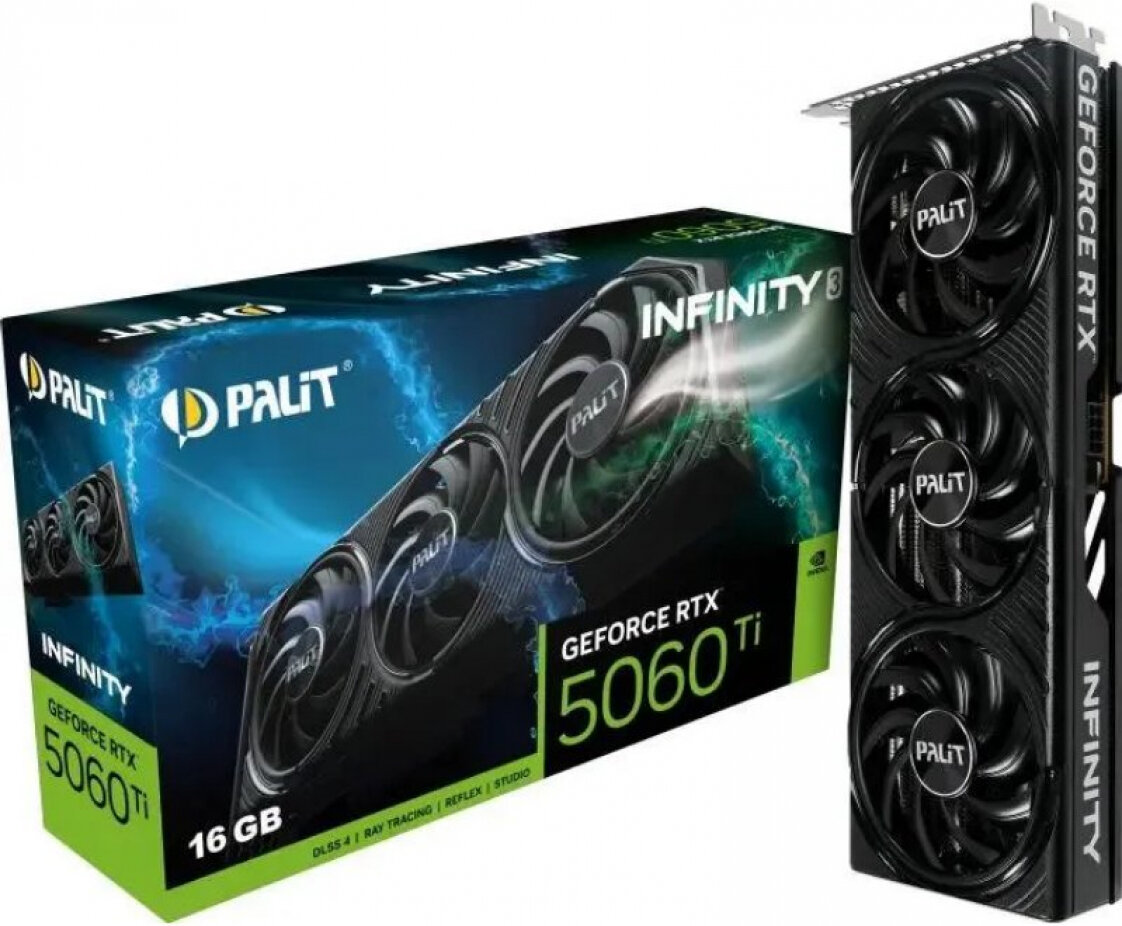 Видеокарта RTX 5060Ti 16Gb Palit INFINITY 3 NE7506T019T1-GB2061S, 3 вертушки