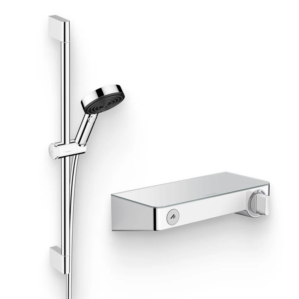 Душевой комплект Смеситель для душа Hansgrohe Ecostat Select 13171000 с термостатом, глянцевый хром / Гарнитур Pulsify Relaxation 105 3jet 24160000, хром