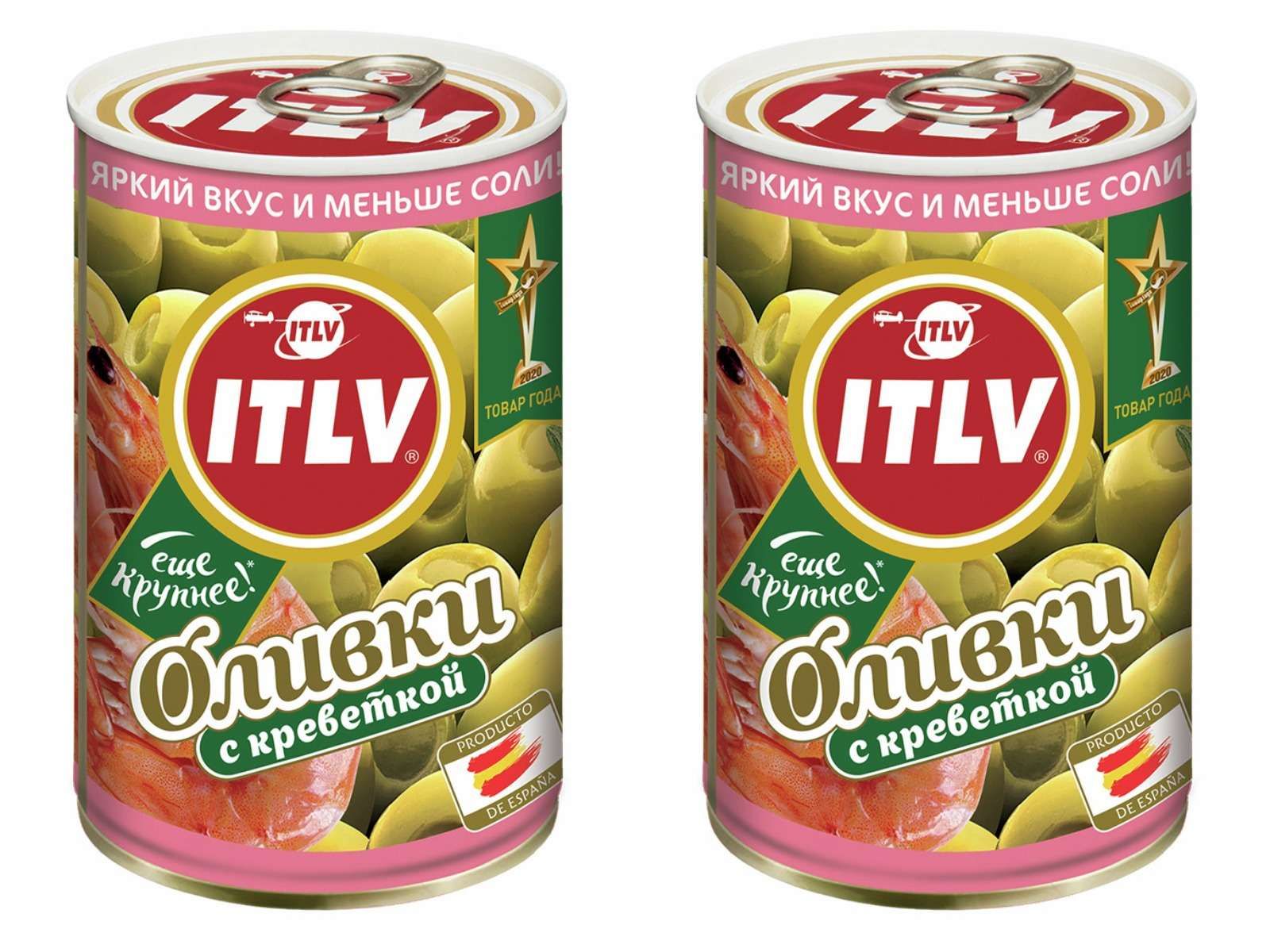 ITLV Оливки зеленые с креветкой, 314 мл, 2 шт.