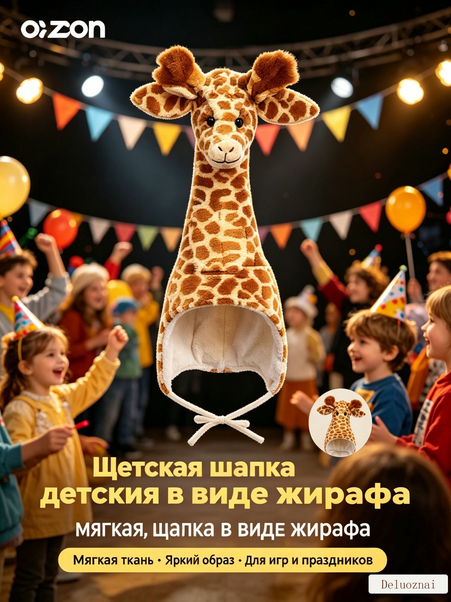 Шапка В Forme Жирафа Для Детского Костюма Игрового Характера Размер 2 Цвет Chocolate