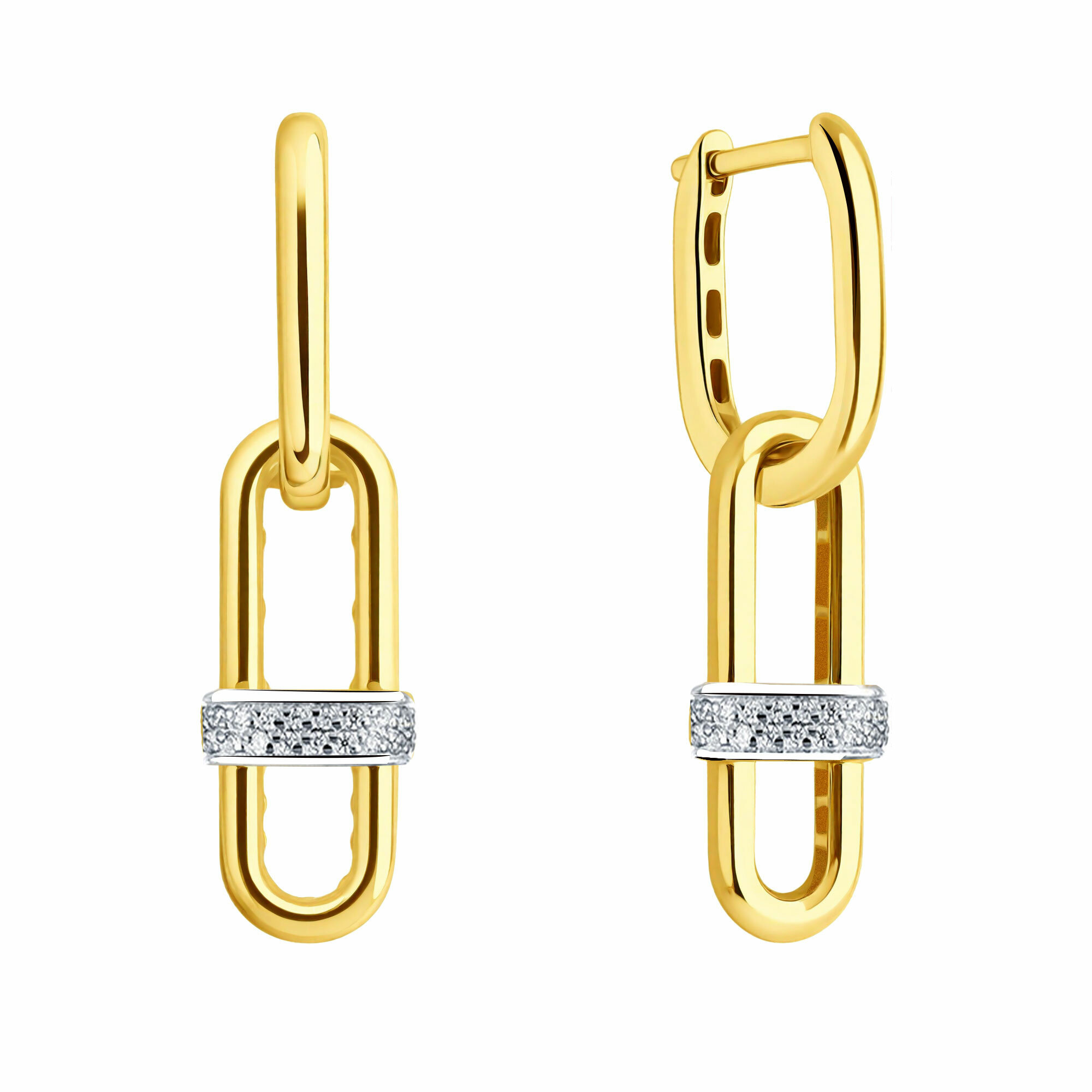 Серьги Diamant online, желтое золото, 585 проба, фианит
