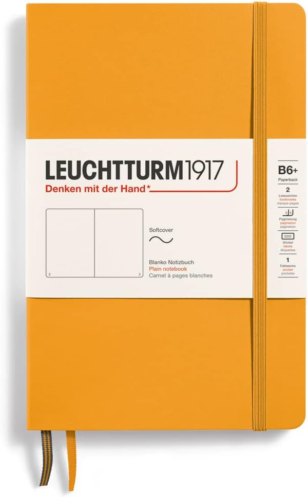 Блокнот Leuchtturm1917 формат (А6+) в без разметки, 123 страниц, мягкая обложка, цвет RISING SUN
